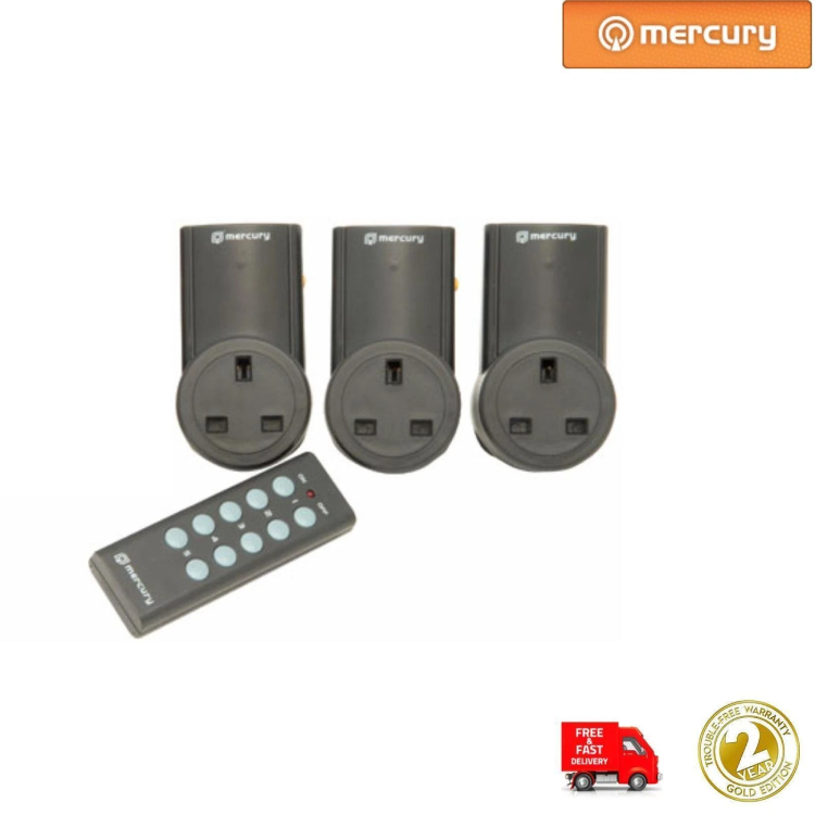 Mercury RCS3 Remote Plug Socket Set – 3 Sockets, 30m Range