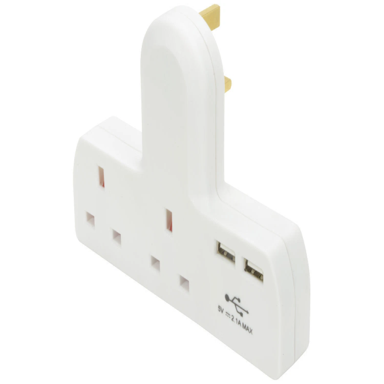 Mercury 429.700UK 2-Way Mains Adaptor + Dual USB Ports