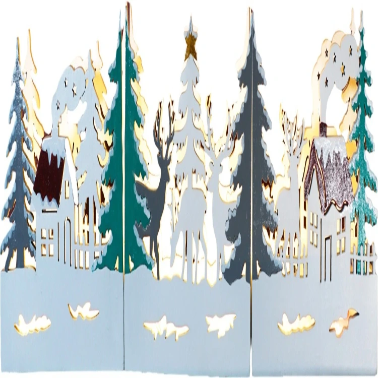 Xmas Haus GH9035 Wooden LED Light Up Christmas Village
