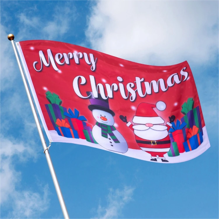 St Helens GH810 Merry Christmas Flag Red with Grommets